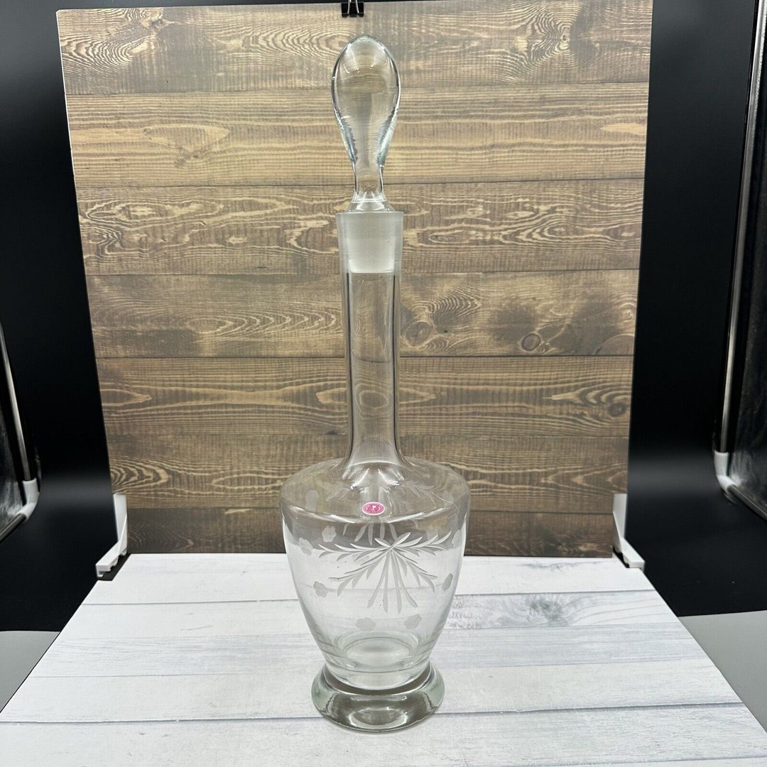 Vintage Toscany Handblown Etched Decanter Made in Romania - Etsy