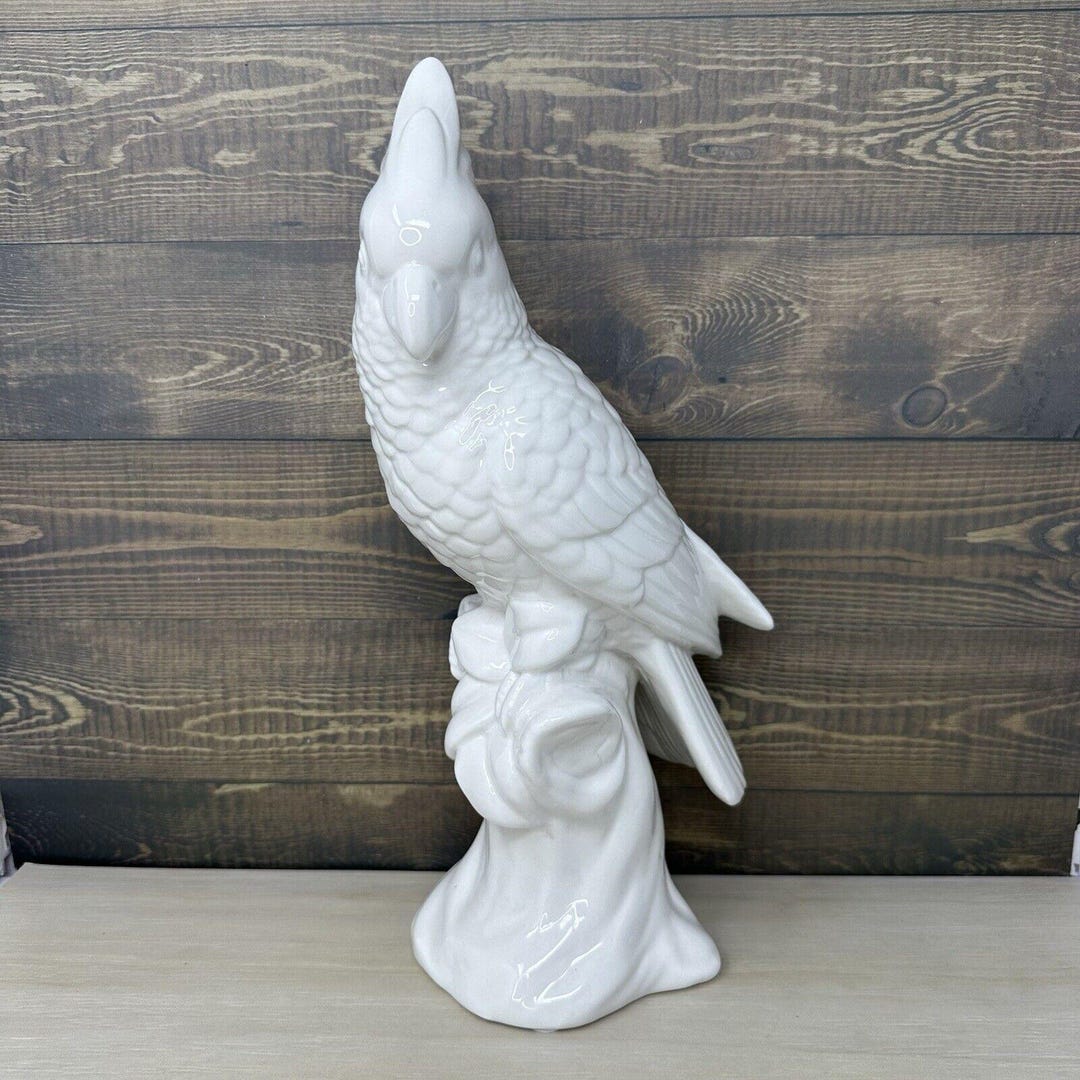 Vintage White Cockatoo Ceramic Bird Figure 12 Inch - Etsy