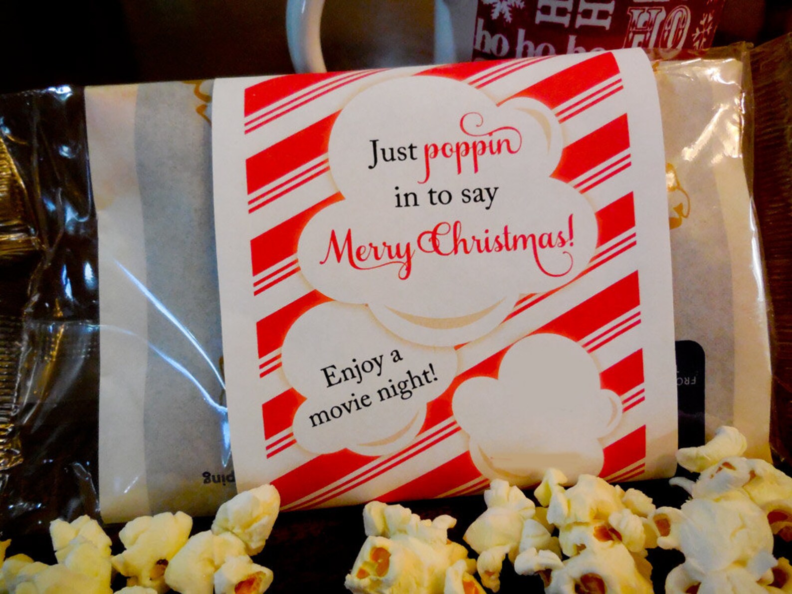 Holiday Neighbor Gift- 2 Microwave Popcorn Wrappers (NO Redbox Codes ...