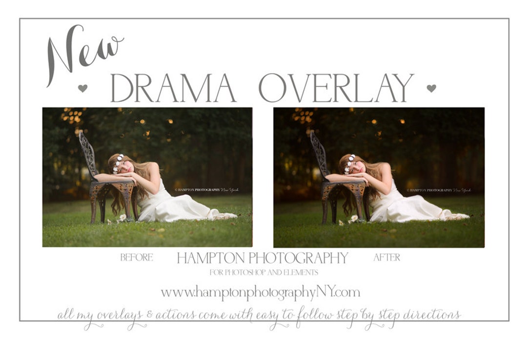 DRAMA Photoshop & Elements Overlay Add a Darker Tone to Any Image for ...
