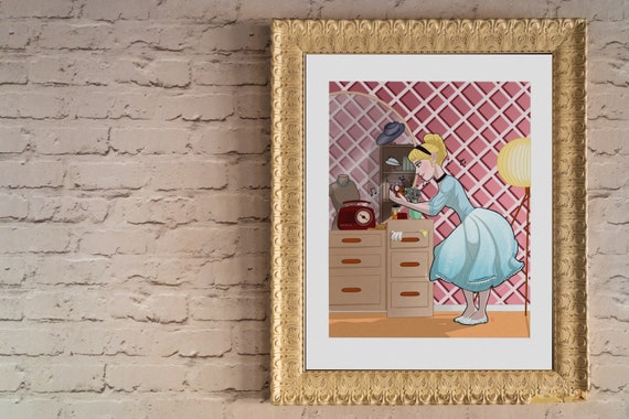 Retro Cinderella Cinderella Art Print Cinderella Wall Art - Etsy