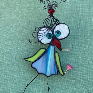 Bird, Stained Glass, Sun Catcher, Glass Bird, Crazy Bird, Unique Gift ...