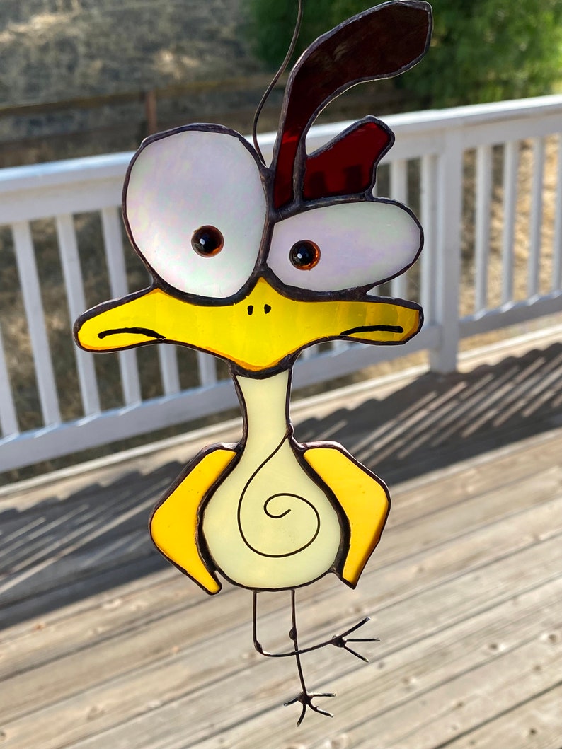 Bird, Stained Glass, Sun Catcher, Glass Bird, Crazy Bird, Unique Gift ...