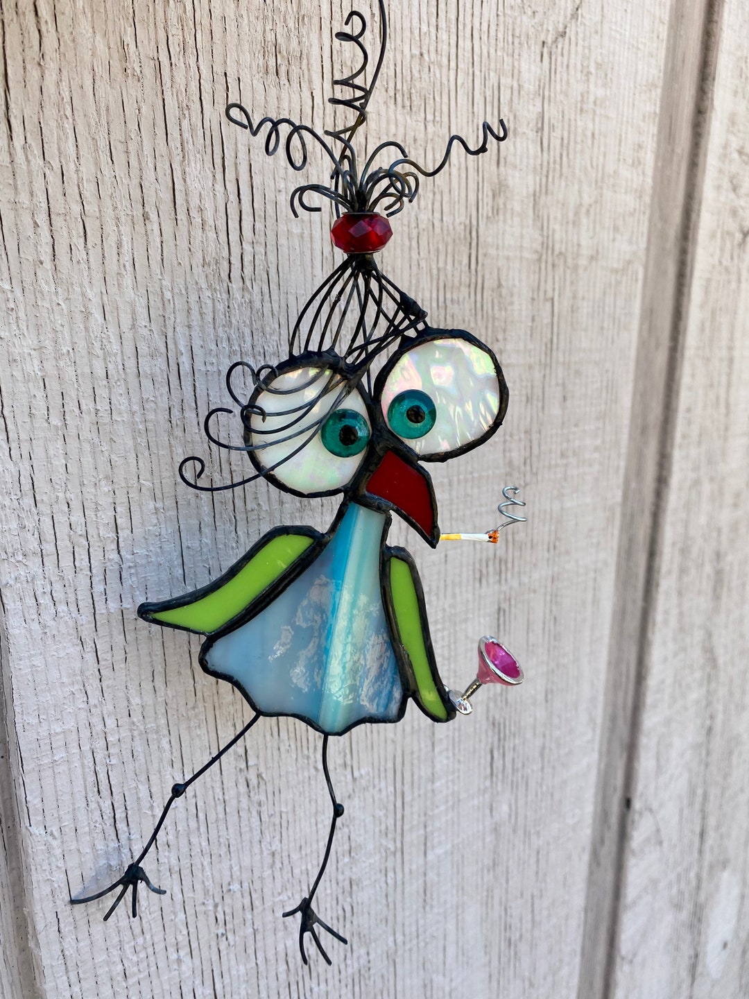 Bird, Stained Glass, Sun Catcher, Glass Bird, Crazy Bird, Unique Gift ...