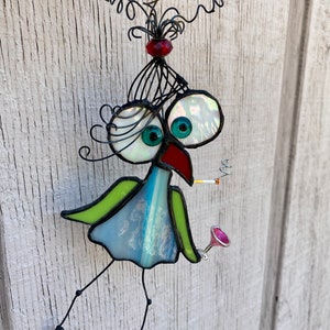Bird, Stained Glass, Sun Catcher, Glass Bird, Crazy Bird, Unique Gift ...