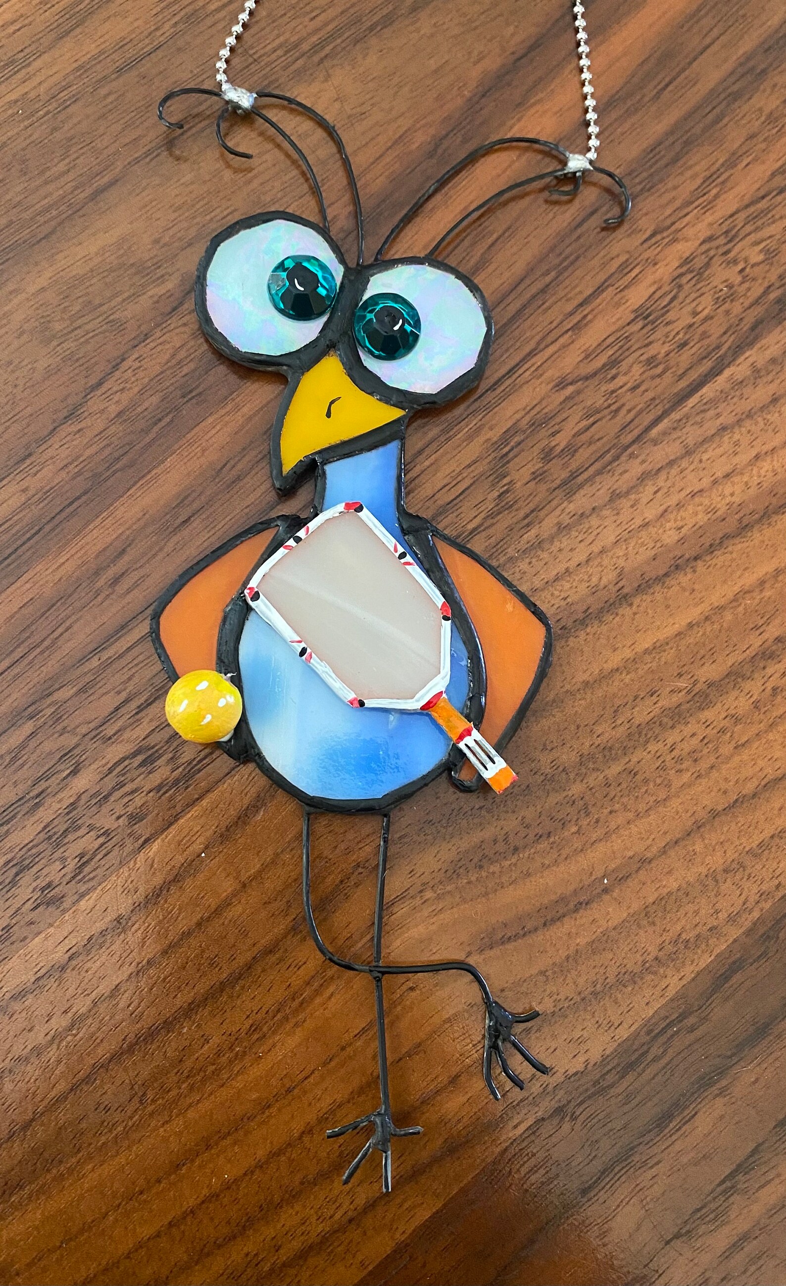 Stained Glass Pickleball Bird Suncatcher, Whimsical Window Decor - Etsy