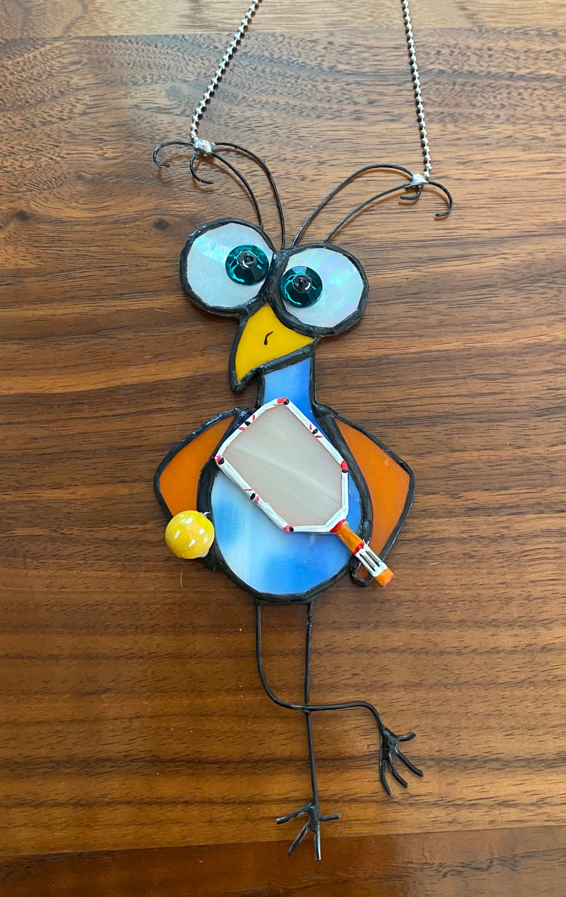 Stained Glass Pickleball Bird Suncatcher, Whimsical Window Decor - Etsy