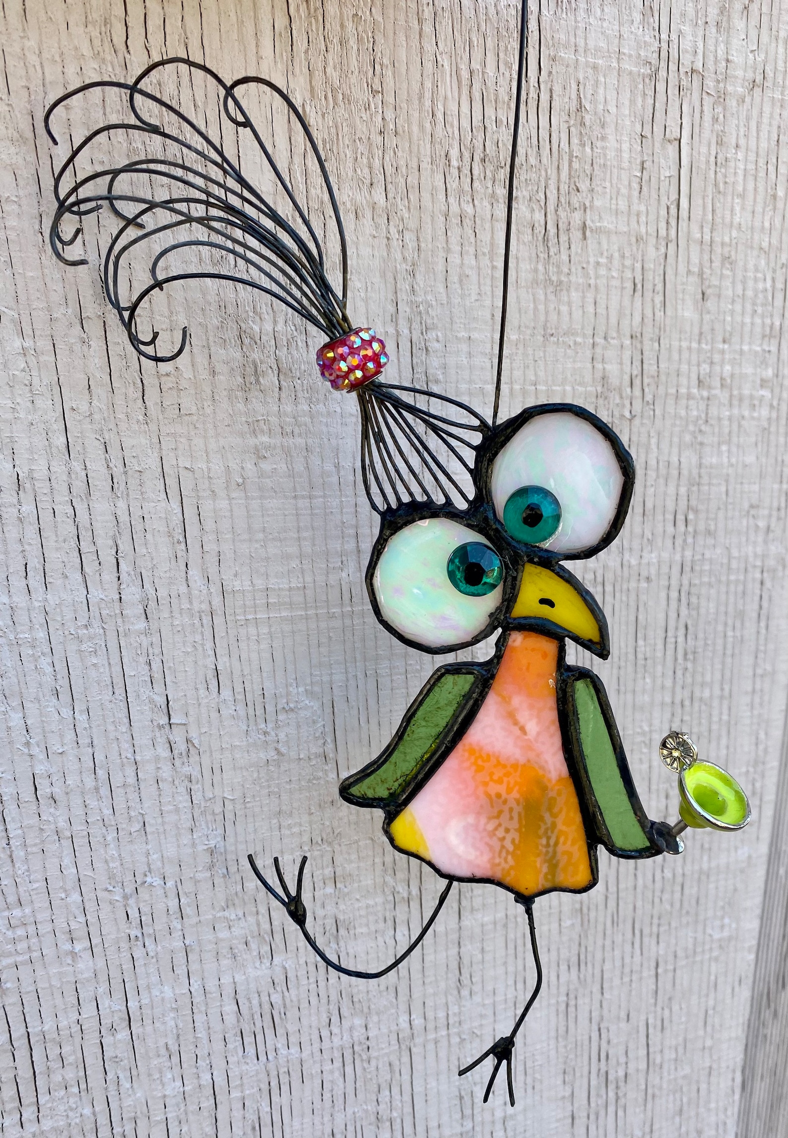 Bird, Stained Glass, Sun Catcher, Glass Bird, Crazy Bird, Unique Gift ...