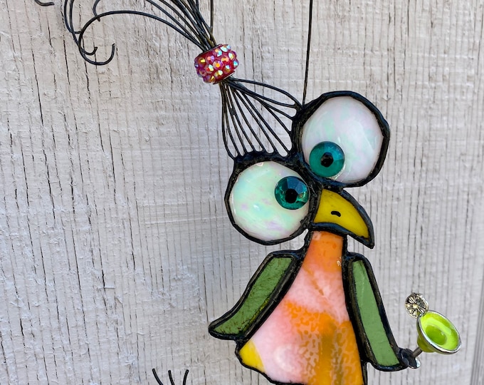 Bird, Stained Glass, Sun Catcher, Glass Bird, Crazy Bird, Unique Gift ...
