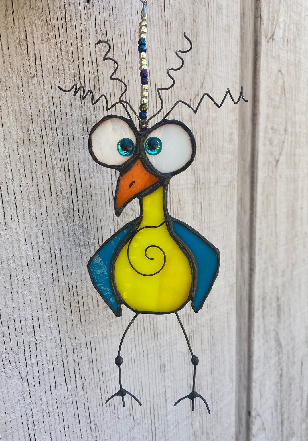 Stained Glass Bird Suncatcher, Whimsical Window Hanging - Etsy