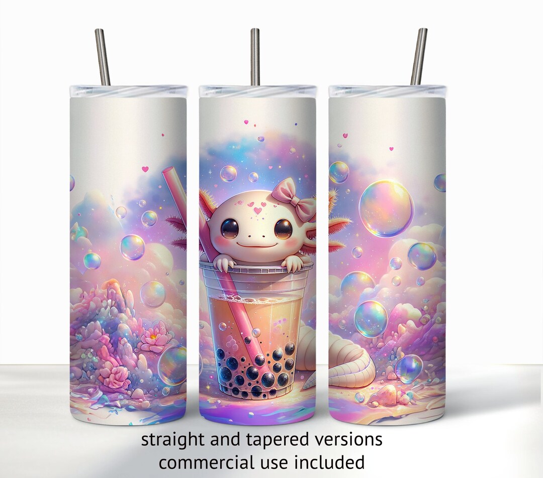 Seamless Axolotl Boba Bubbles 20 Oz Skinny Tumbler Sublimation Design ...