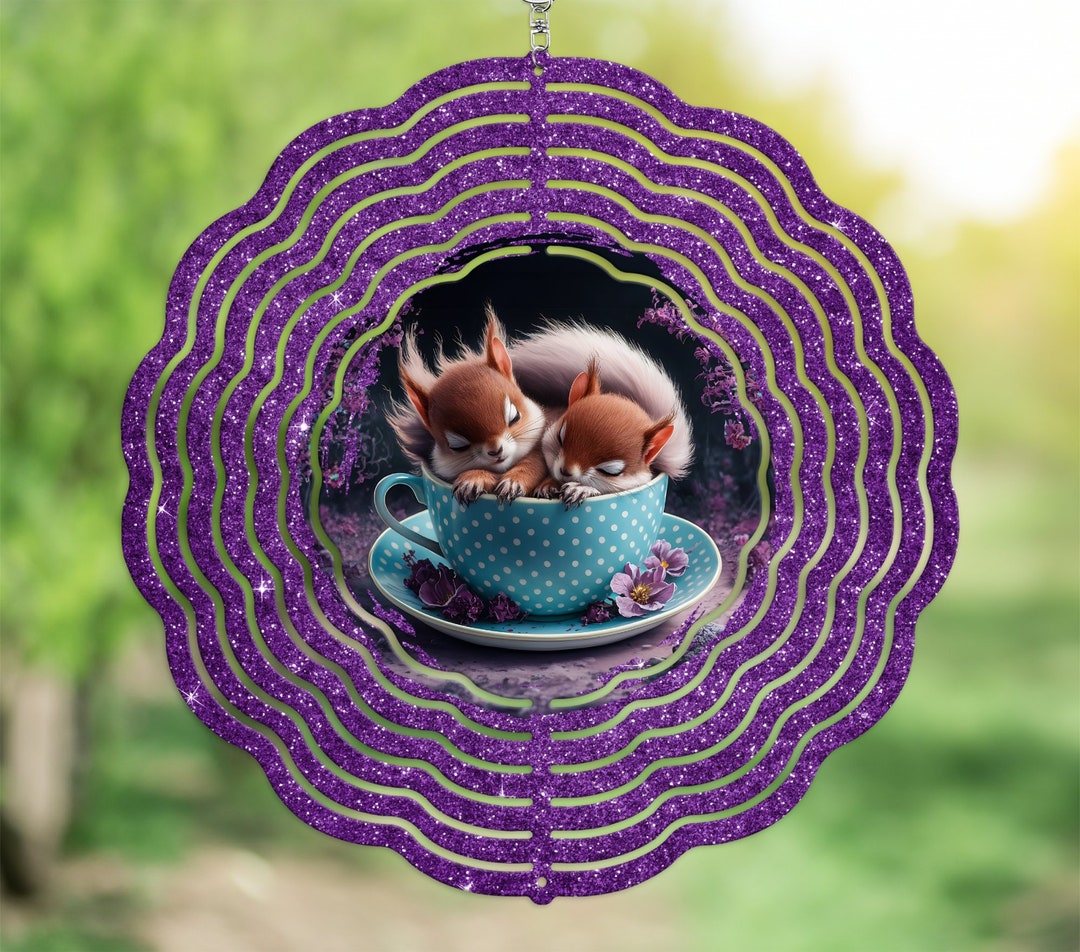 Adorable Sleeping Squirrels in Tea Cup Spinner Sublimation Design ...
