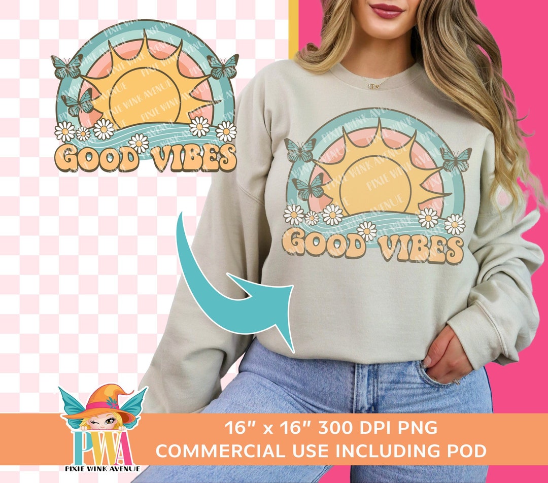Good Vibes Sun Sublimation Digital Design Download, Summer Png, Daisy ...