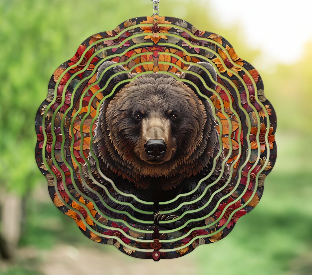 Majestic Bear With Floral Mandala Spinner Sublimation Design Template ...