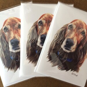 Greeting Card of Irish Setter Drawing - Etsy