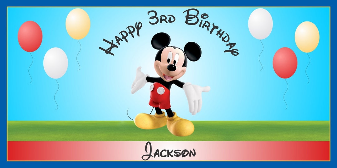 Personalized Disney Mickey Mouse Birthday Party Big Vinyl Banner Sign ...