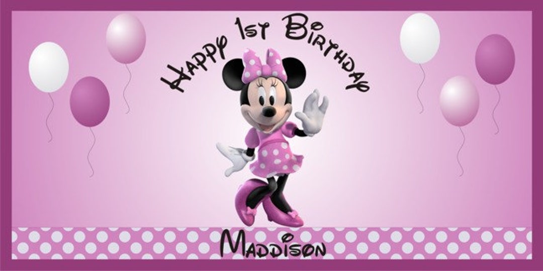 Personalized Disney Minnie Mouse Birthday Party Big Vinyl Banner Sign ...