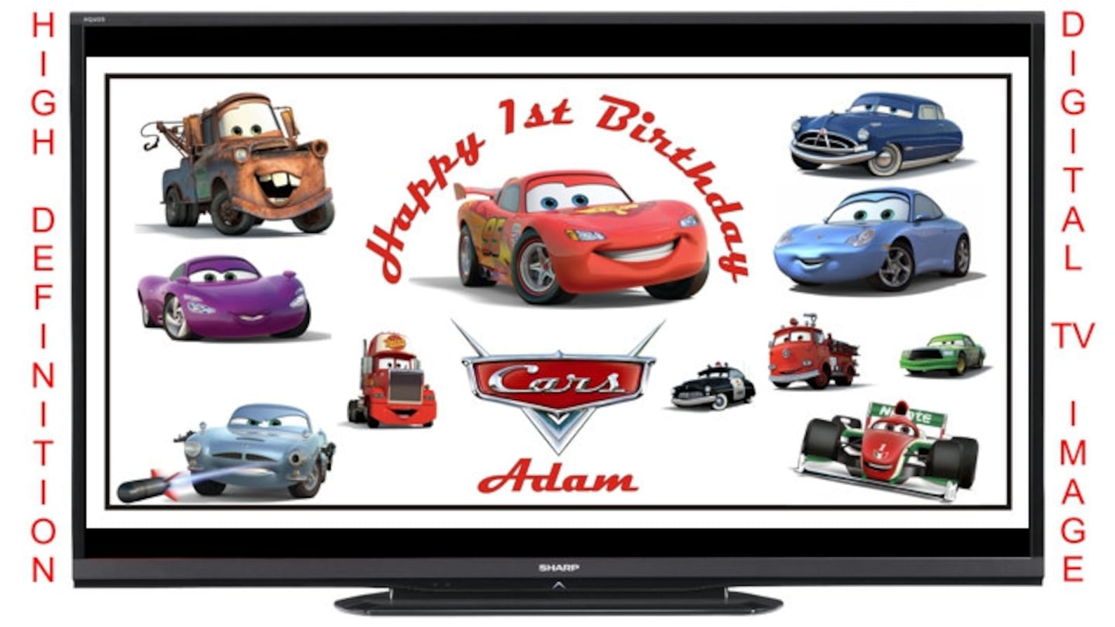 Personalized Disney Pixar Cars Digital Birthday Party Sign Banner Image ...