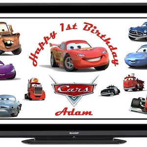 Personalized Disney Pixar Cars Digital Birthday Party Sign Banner Image ...