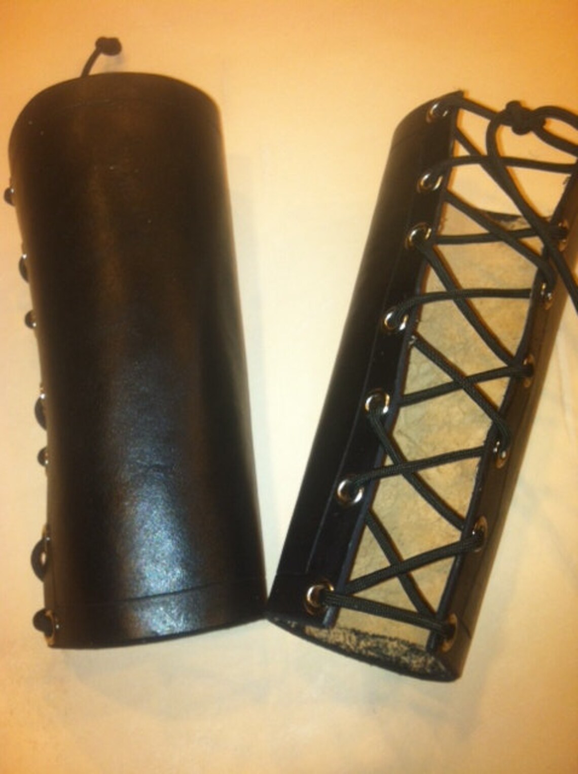 Pair of Leather Bracers Armguards Laced Plain or Studded Hard - Etsy