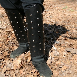 Leather Studded Leg Greaves LARP Cosplay - Etsy