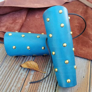 Pair of Leather Bracers Armguards Laced Plain or Studded Hard LARP ...