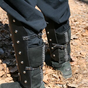 Leather Studded Leg Greaves LARP Cosplay - Etsy
