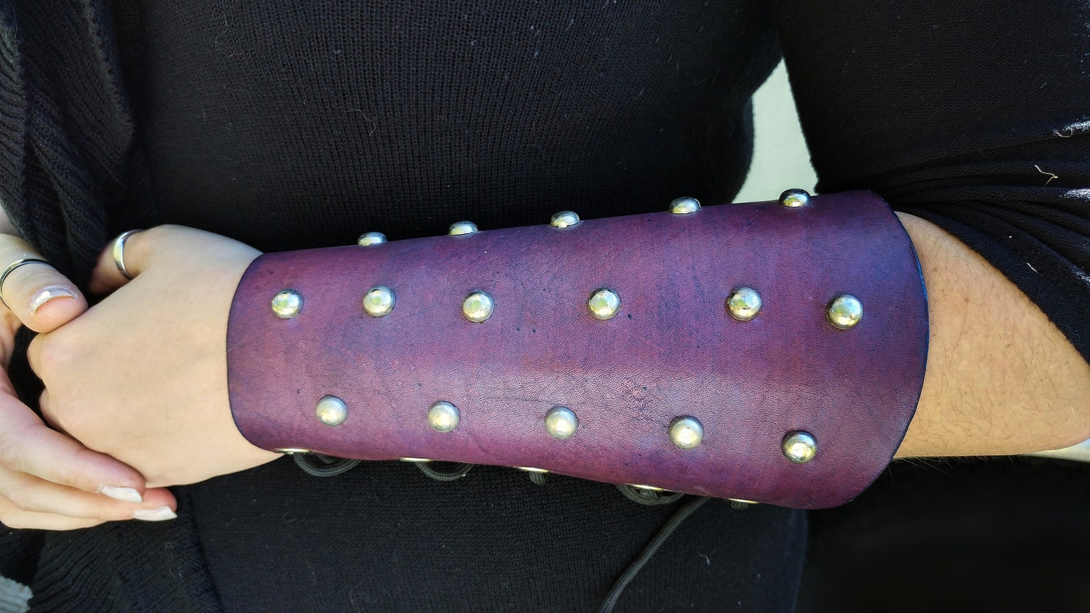 Pair of Leather Bracers Armguards Laced Plain or Studded Hard - Etsy