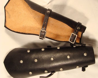 Pair of Leather Bracers Armguards Laced Plain or Studded Hard | Etsy