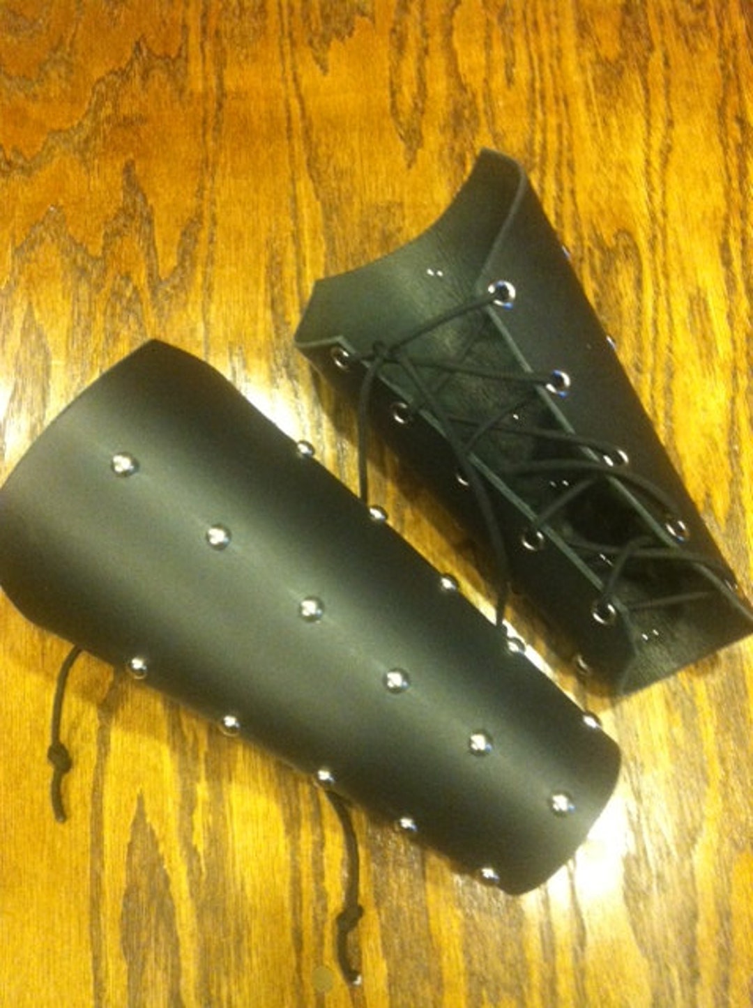 Pair of Leather Bracers Armguards Laced Plain or Studded Hard LARP ...