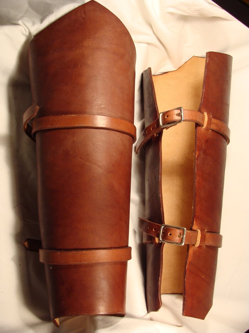 Pair of Leather Leg Guards Greaves LARP Steampunk Armor - Etsy