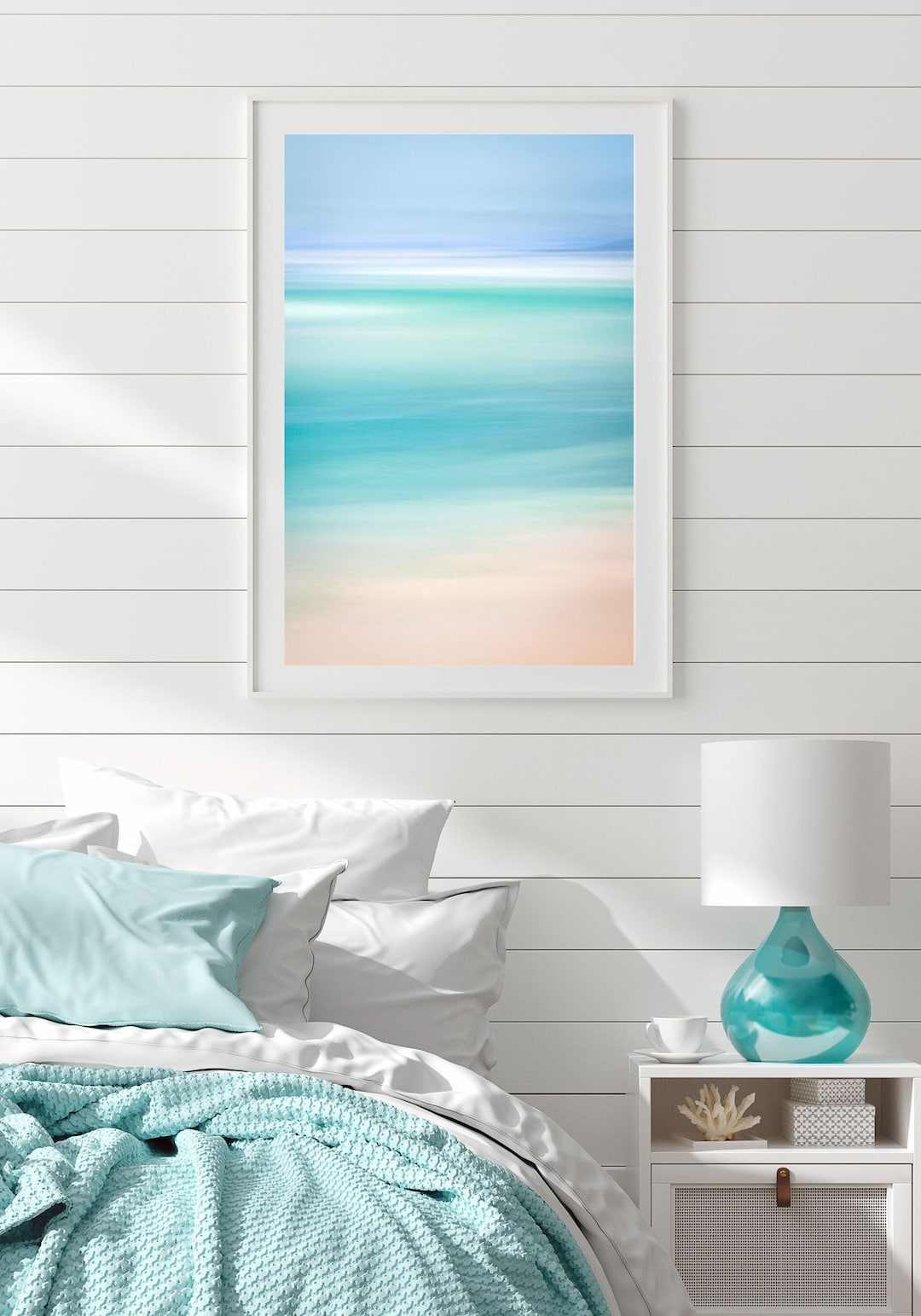 Vertical Abstract Wall Art, Beach Home Wall Decor, Turquoise, Large ...