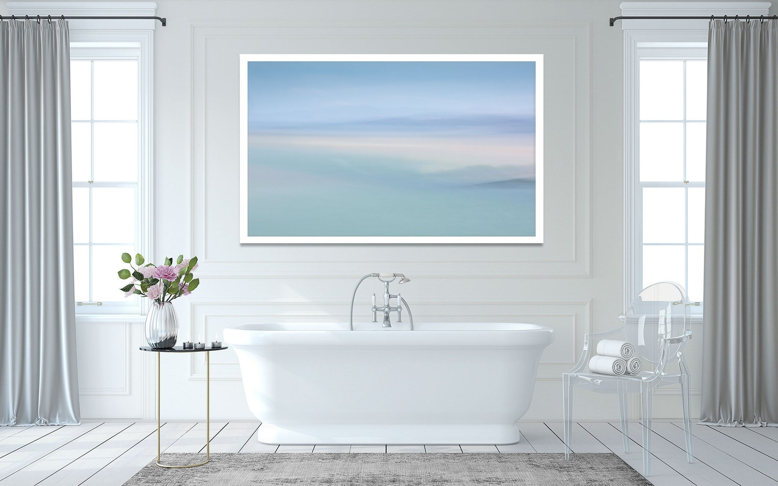 Soft Pastel Blue Wall Art, Turquoise Pink Sky Blue Wall Art for Bedroom ...