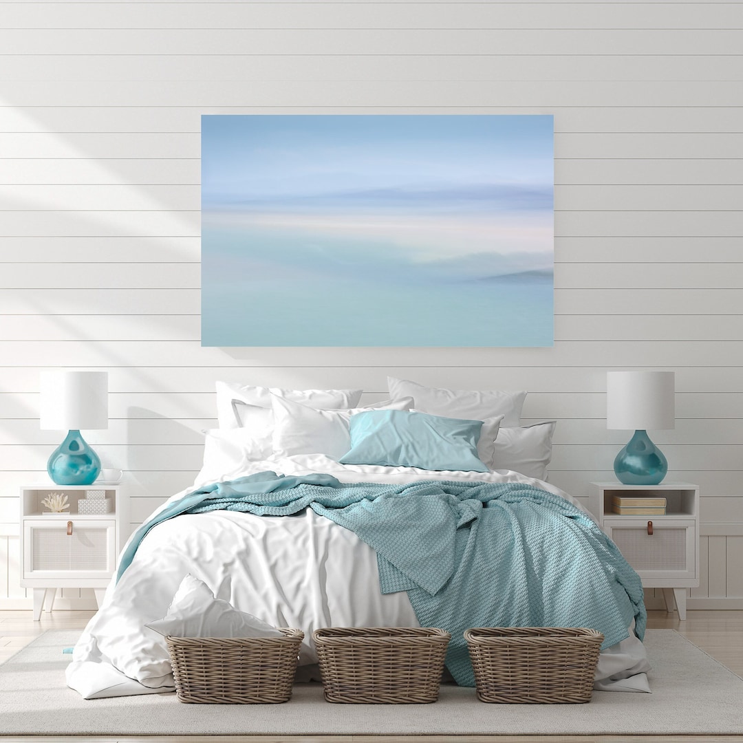 Soft Pastel Blue Wall Art, Turquoise Pink Sky Blue Wall Art for Bedroom ...