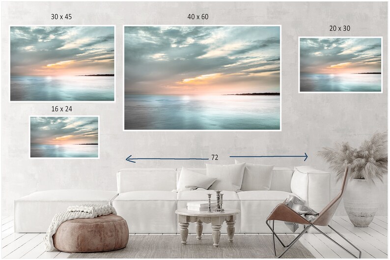 Pastel Color Wall Art, Turquoise Pink Sky Wall Art for Bedroom Above ...