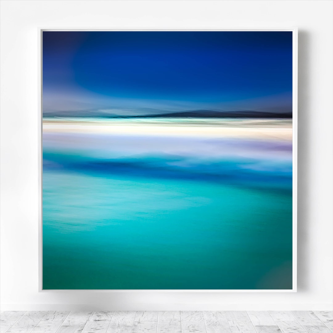 Large Turquoise Coastal Wall Art, Teal and Blue Ocean Art, Original ...