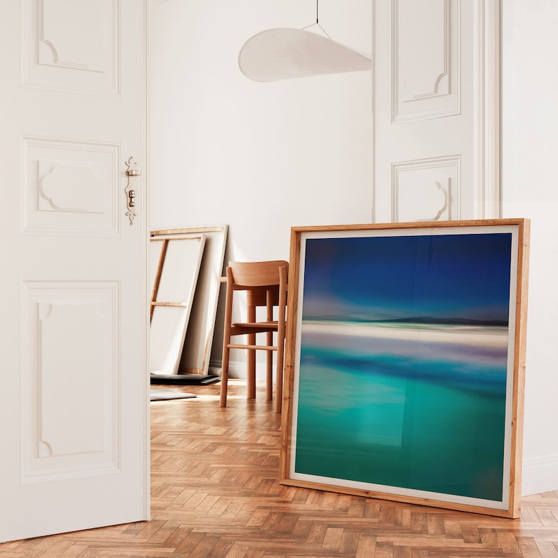 Large Turquoise Coastal Wall Art, Teal and Blue Ocean Art, Original ...