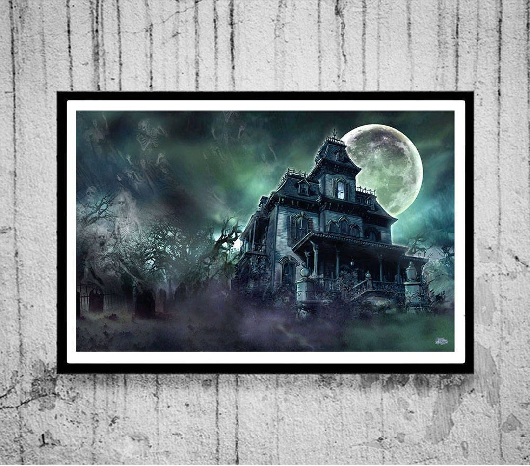 THE HAUNTED HOUSE Art Print – Ghost Infested Graveyard – by Scott ...