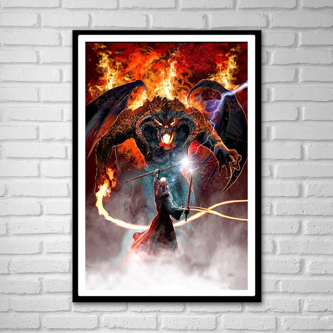BALROG Vs GANDALF Art Print – LOTR Balrog & Wizard Clash – by Scott ...