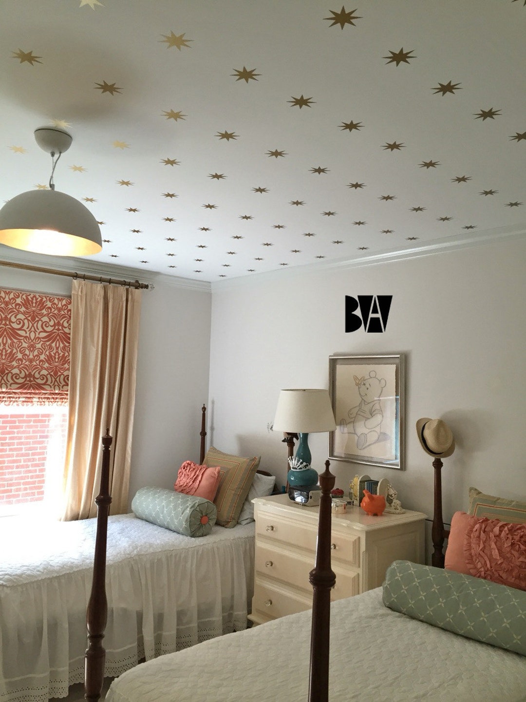 Gold Star Ceiling Decals. Geometric Wall Decor. Gold Vinyl Decals ...