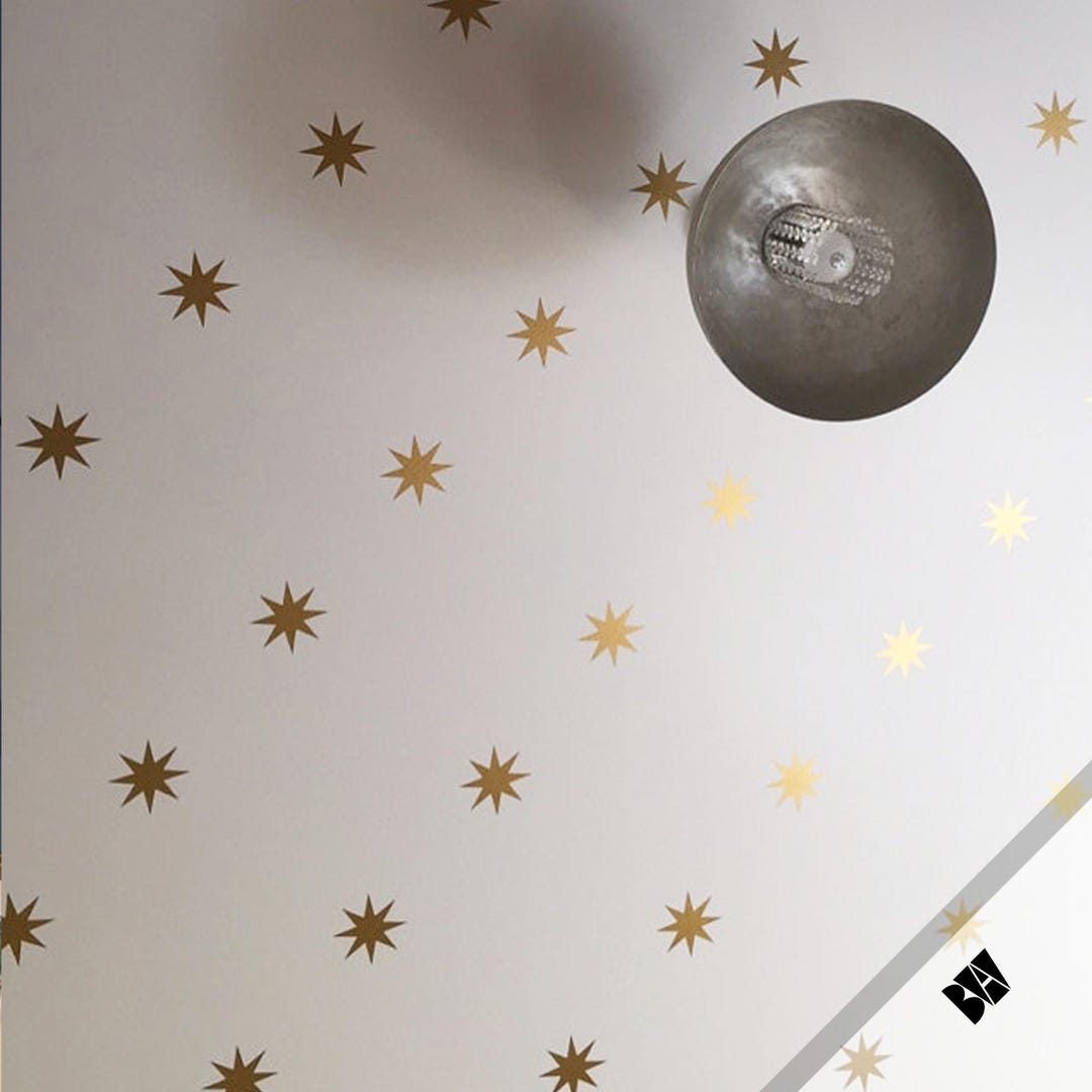 Gold Star Ceiling Decals. 4 Inches. Geometric Wall Decor. Gold Vinyl ...