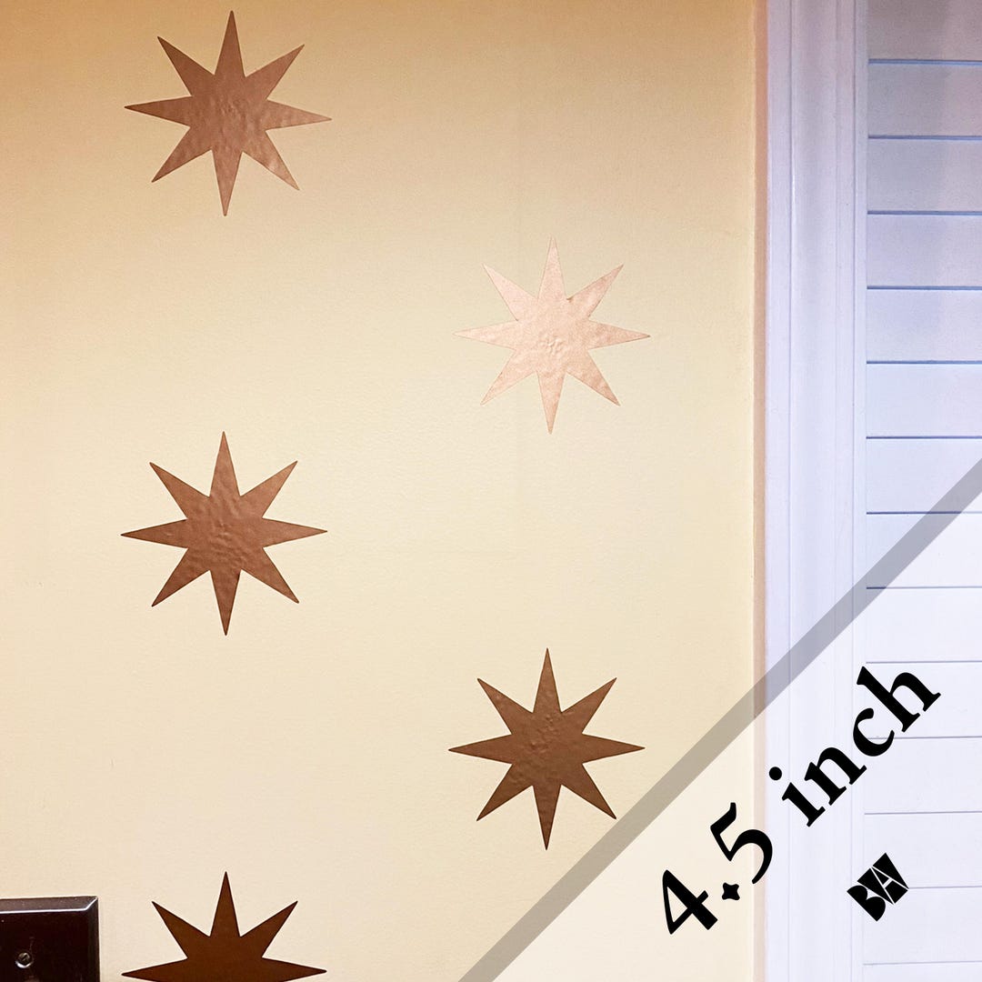 4.5 Inch Star Decals. 8 Point Star Decals. Geometric Wall Decor. Copper ...