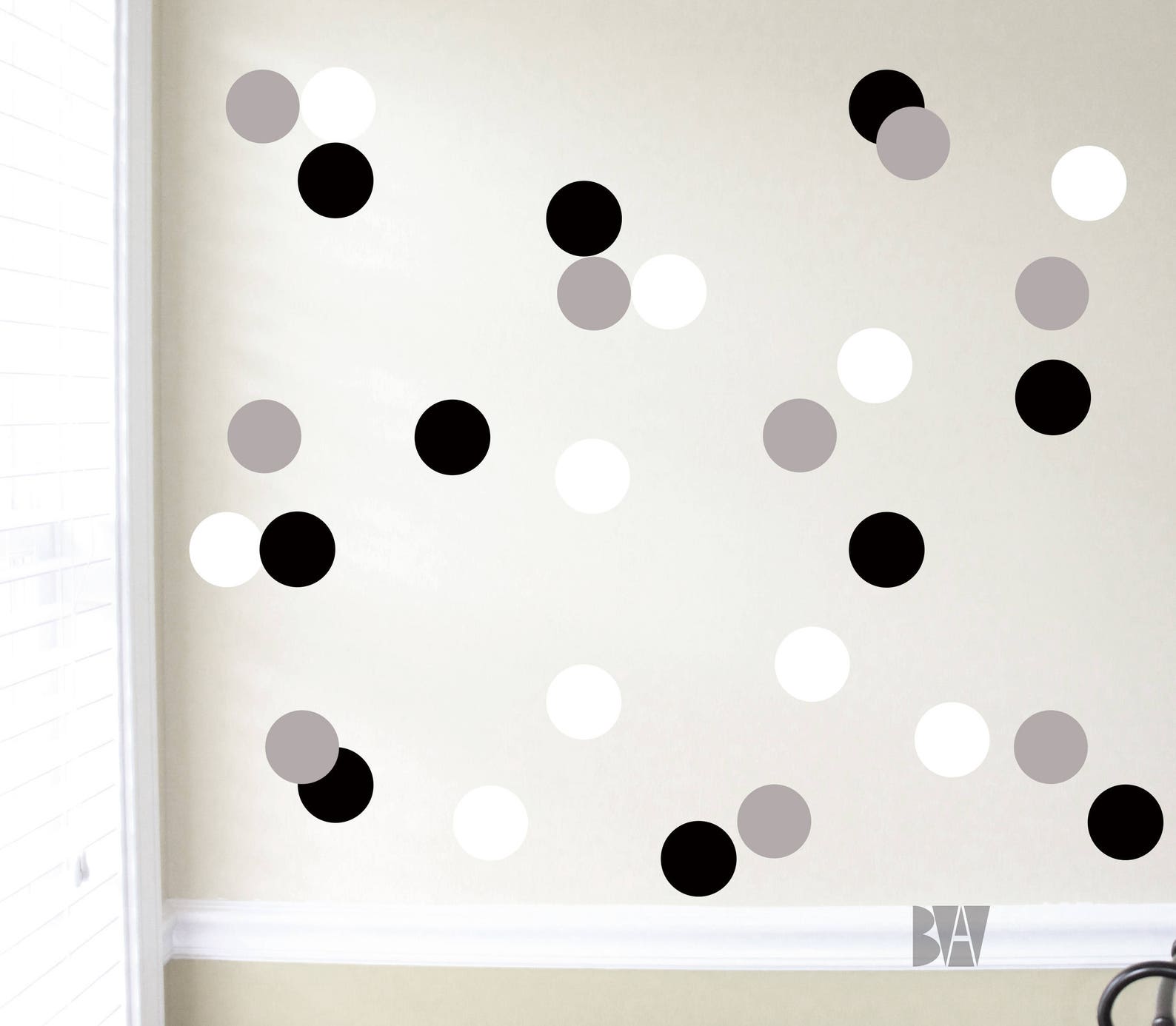 Dot Wall Decals. Geometric Wall Decor. Black and White Vinyl | Etsy