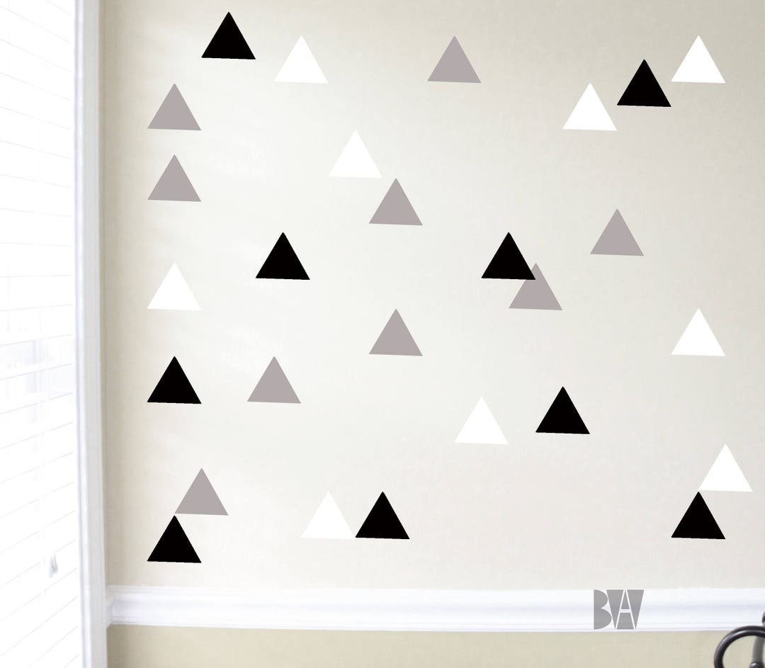Triangle Wall Decals. Geometric Decals. Wall Decor. Black and White ...