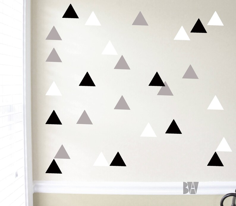 Triangle Wall Decals. Geometric Decals. Wall Decor. Black and | Etsy