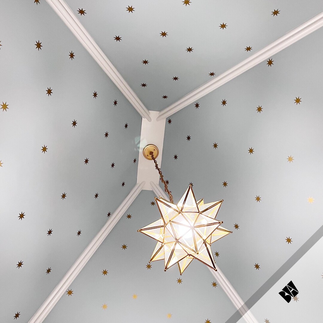 1.5 Inch Ceiling Star Decals. 8 Point Stars. Geometric Wall Decor. Star ...