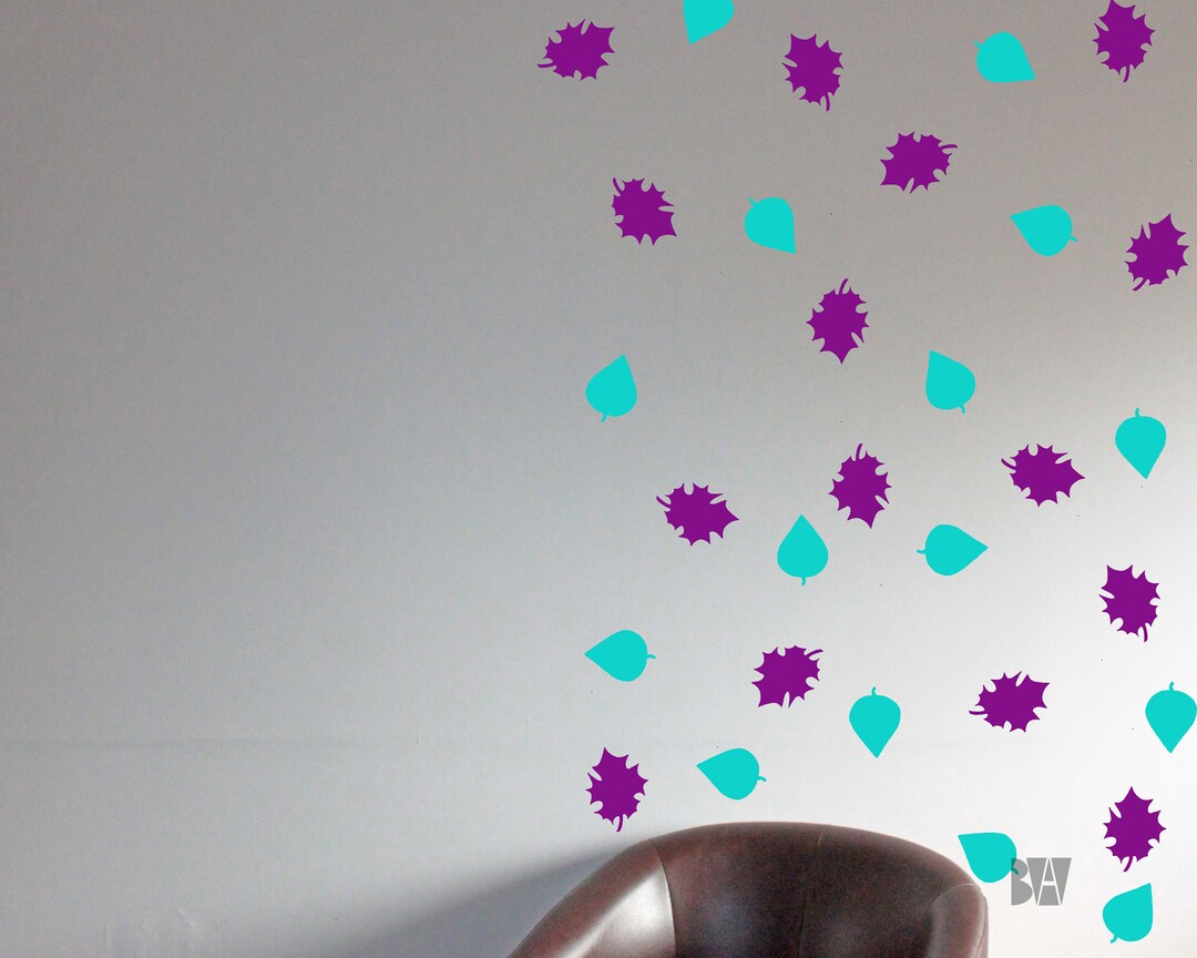 Fall Wall Decals. Purple Decals. Wall Decor. Leaf Decals. Livingroom ...