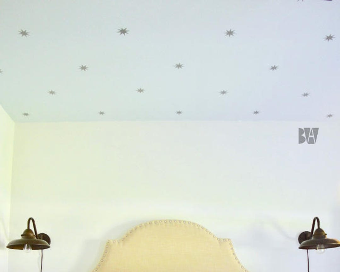 Silver Ceiling Decals. 8 Point Star Decals. Geometric Wall Decor. Star ...