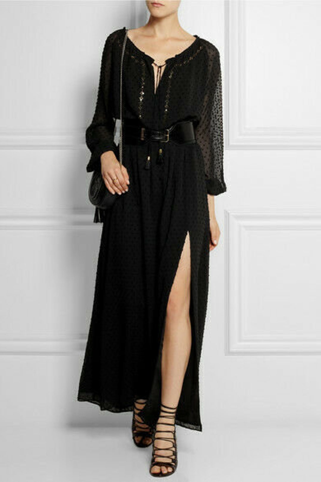 Altuzarra for Target Black and Gold Swiss Dot Chiffon Maxi Dress - Etsy