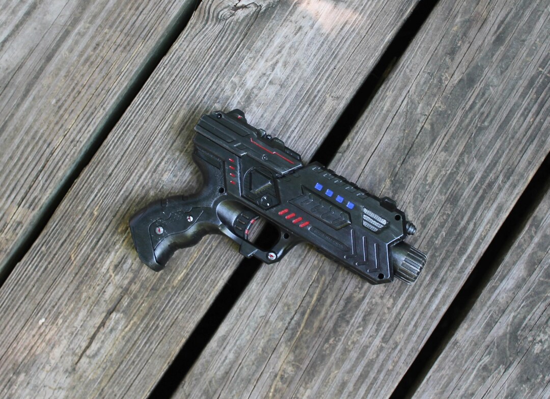 Custom Painted NERF Style Blaster Matte Black W/ Silver Barrel, Red ...